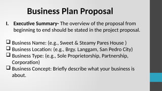 Q3-Parts of Business Plan and Business Proposal | PPTX