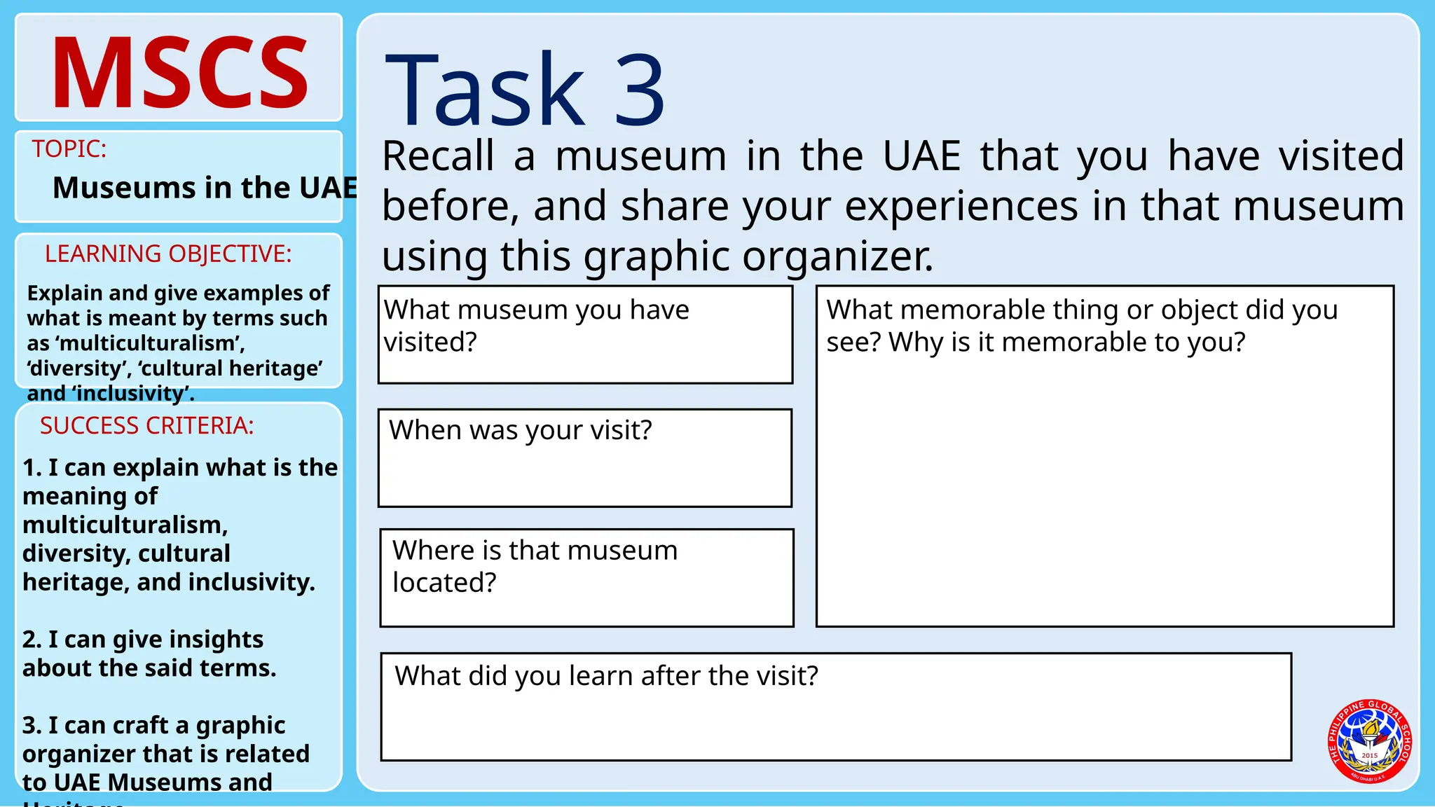 Q3 - LESSON 1 - MUSEUMS IN UAE - MSCS 6.pptx