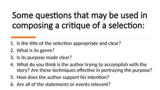 Q3-Module5-Composing an Independent Critique of a Chosen Selection.pptx