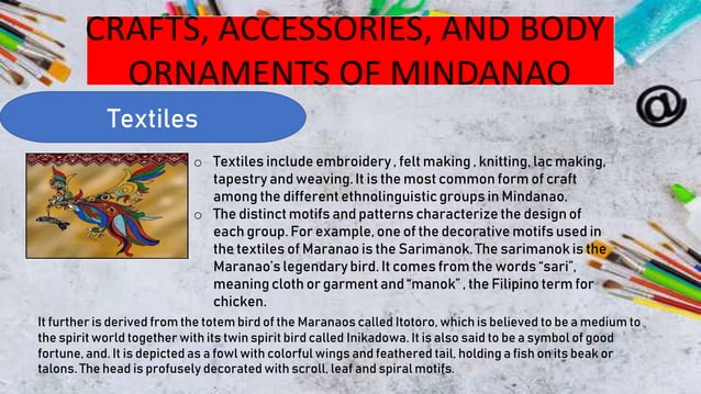 Q3-PPT-ARTS7_Week1 (The Unique Identity of Arts and Crafts of Mindanao).pptx | Needlework | Arts ...