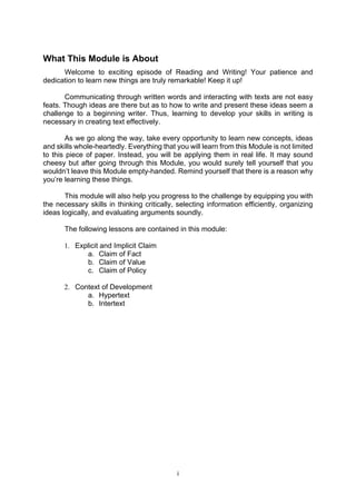 Q3-Reading & Writing Skills_Lessons 3-4_Version 4.pdf | Educational ...