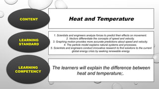 SCIENCE grade 7 topic heat and temperature | PPTX