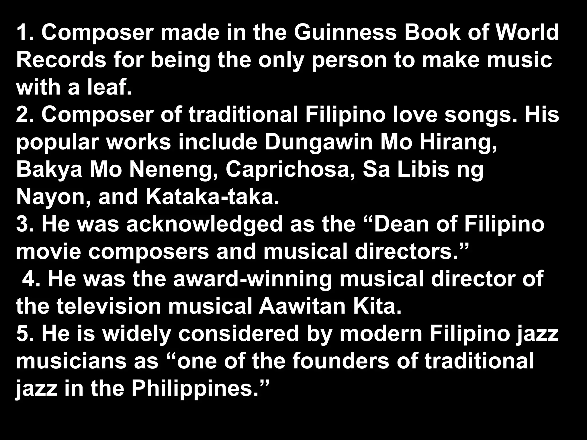 MAPEH 10 QUARTER 3 MUSIC- SONG COMPOSERS | PPTX | World/International ...