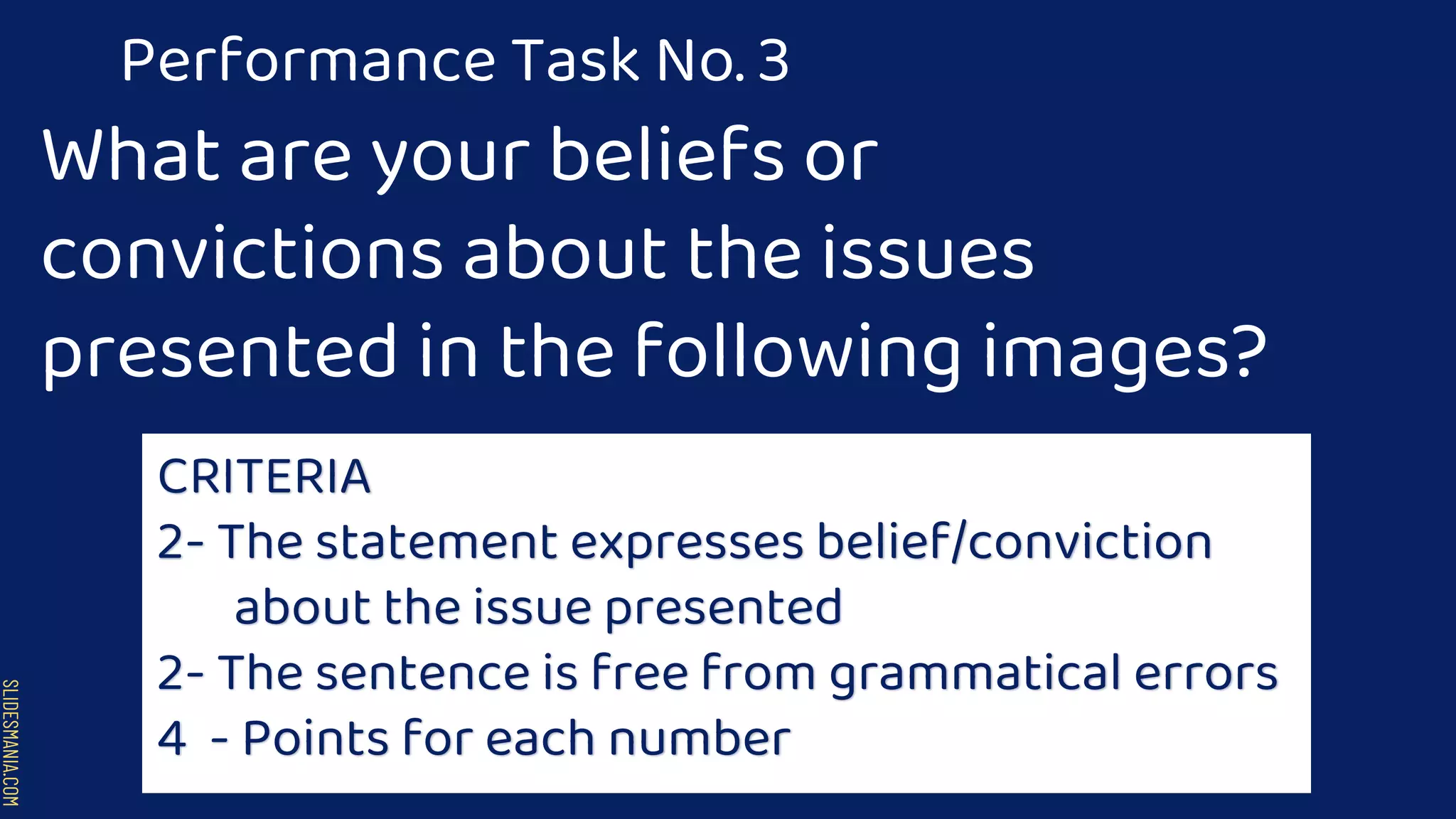 Q3-WEEK 6-Expressing Beliefs and Convictions Based on Viewing Materials ...