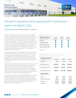 Q3 2017 | Houston Industrial | Research & Forecast Report | PDF | Logistics | Business