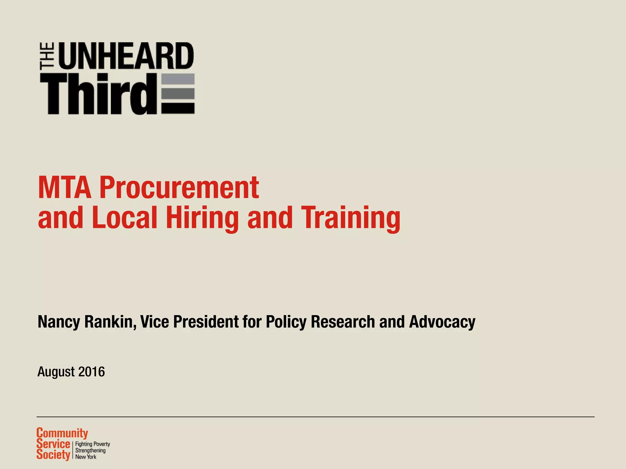 MTA Procurement and Local Hiring and Training | PPT