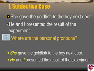 CASES OF PRONOUN: subjective, possessive, objective | PPT