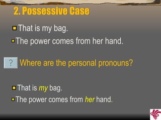 CASES OF PRONOUN: subjective, possessive, objective | PPT