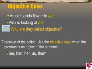 CASES OF PRONOUN: subjective, possessive, objective | PPT