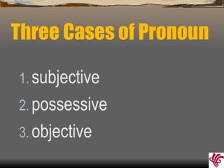 CASES OF PRONOUN: subjective, possessive, objective | PPT
