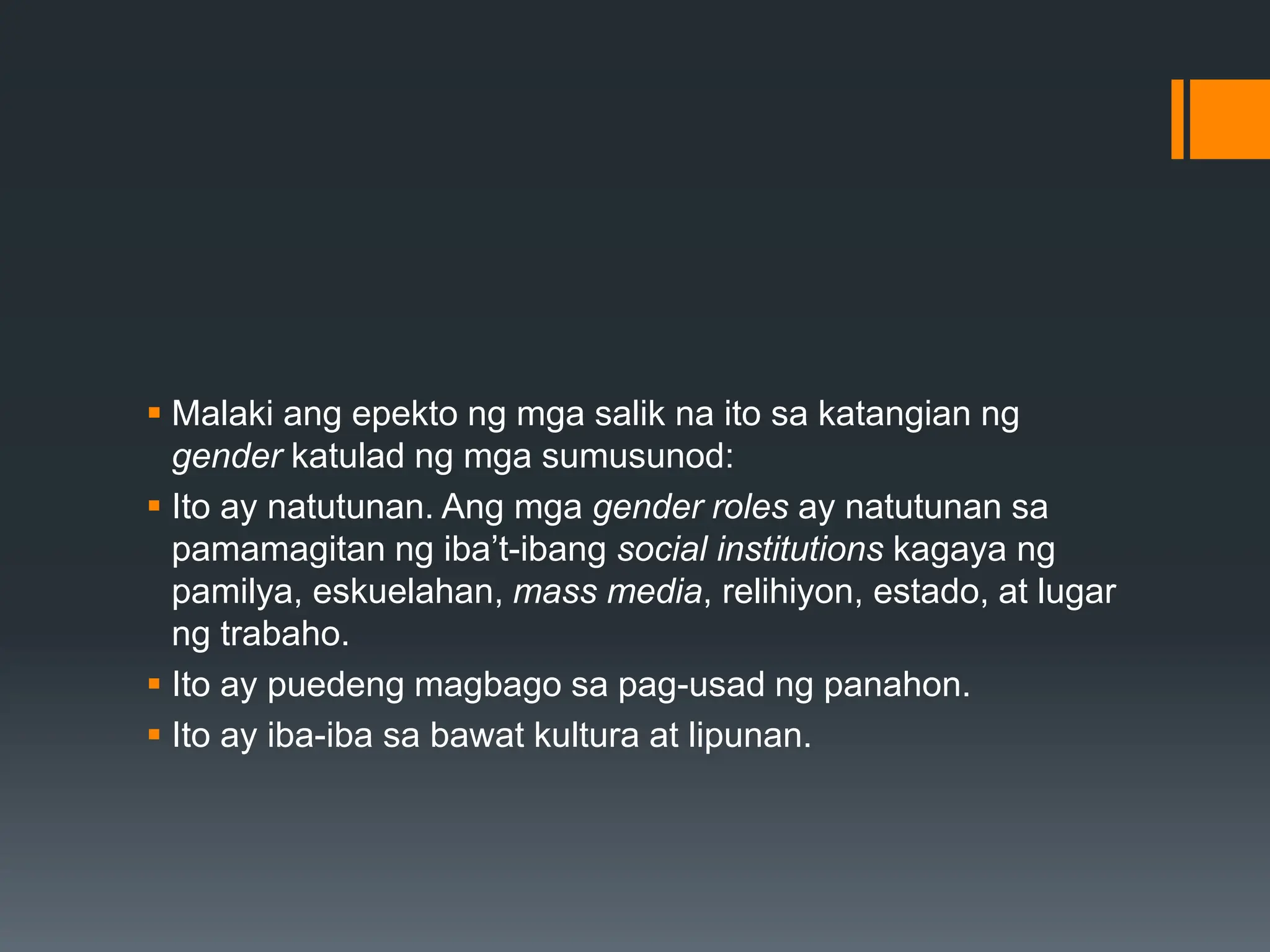 Ikatlong Markahan, Aralin 1: Kasarian at Gender AP 10.pptx