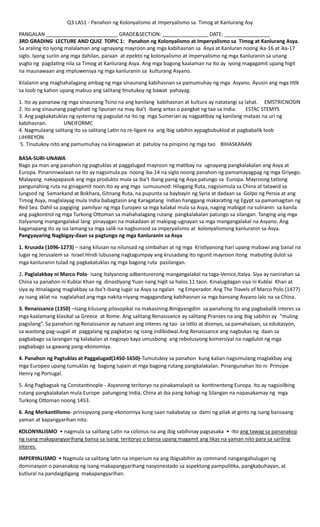 Q3 LAS1 Panahon ng Kolonyalismo at Imperyalismo sa Timog at Kanlurang ...