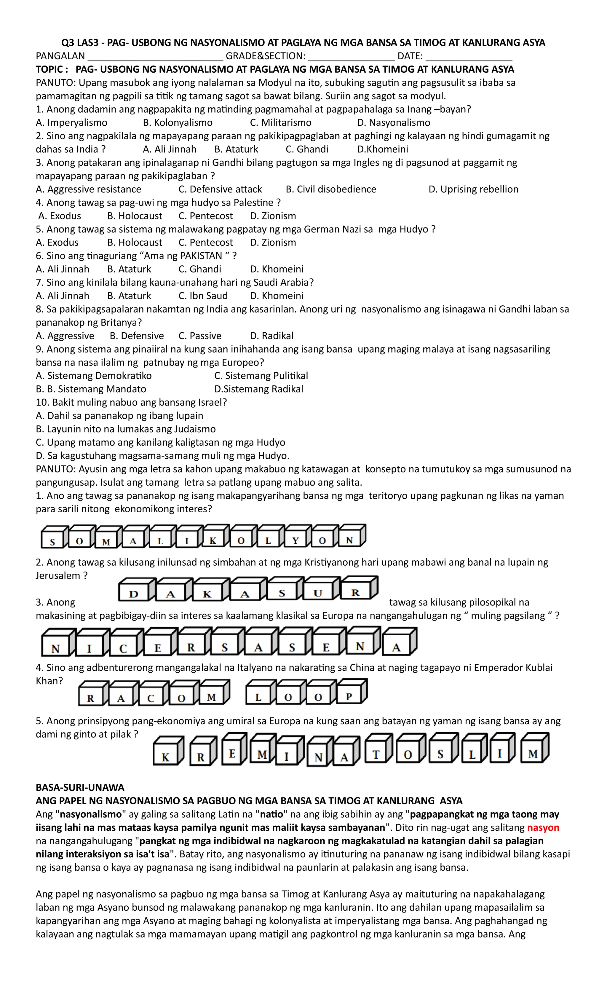 Q3 LAS3 PAG- USBONG NG NASYONALISMO AT PAGLAYA NG MGA BANSA SA TIMOG AT KANLURANG ASYA.docx