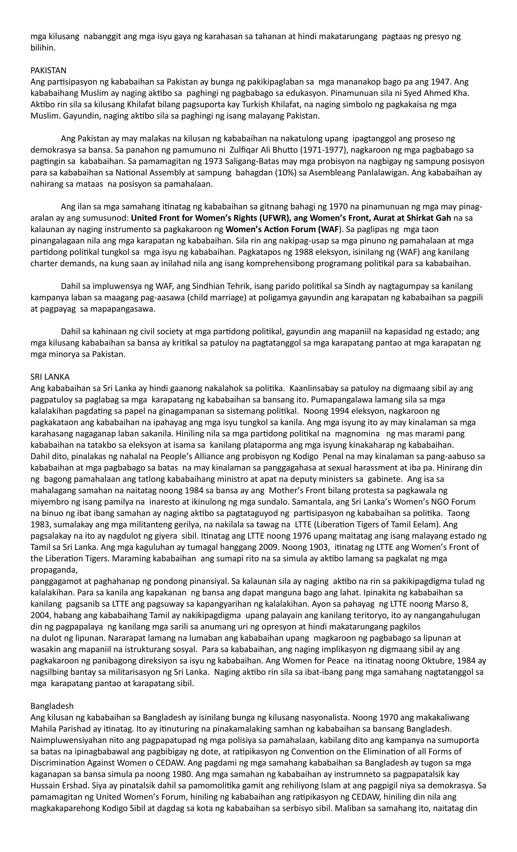 Q3 LAS6 Samahang Pangkababaihan at mga Kalagayang Panlipunan.docx