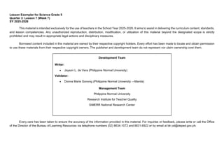 Q3_LE_Science 5_Lesson 7_Week 7 Q3_LE_Science 5_Lesson 7_Week | PDF