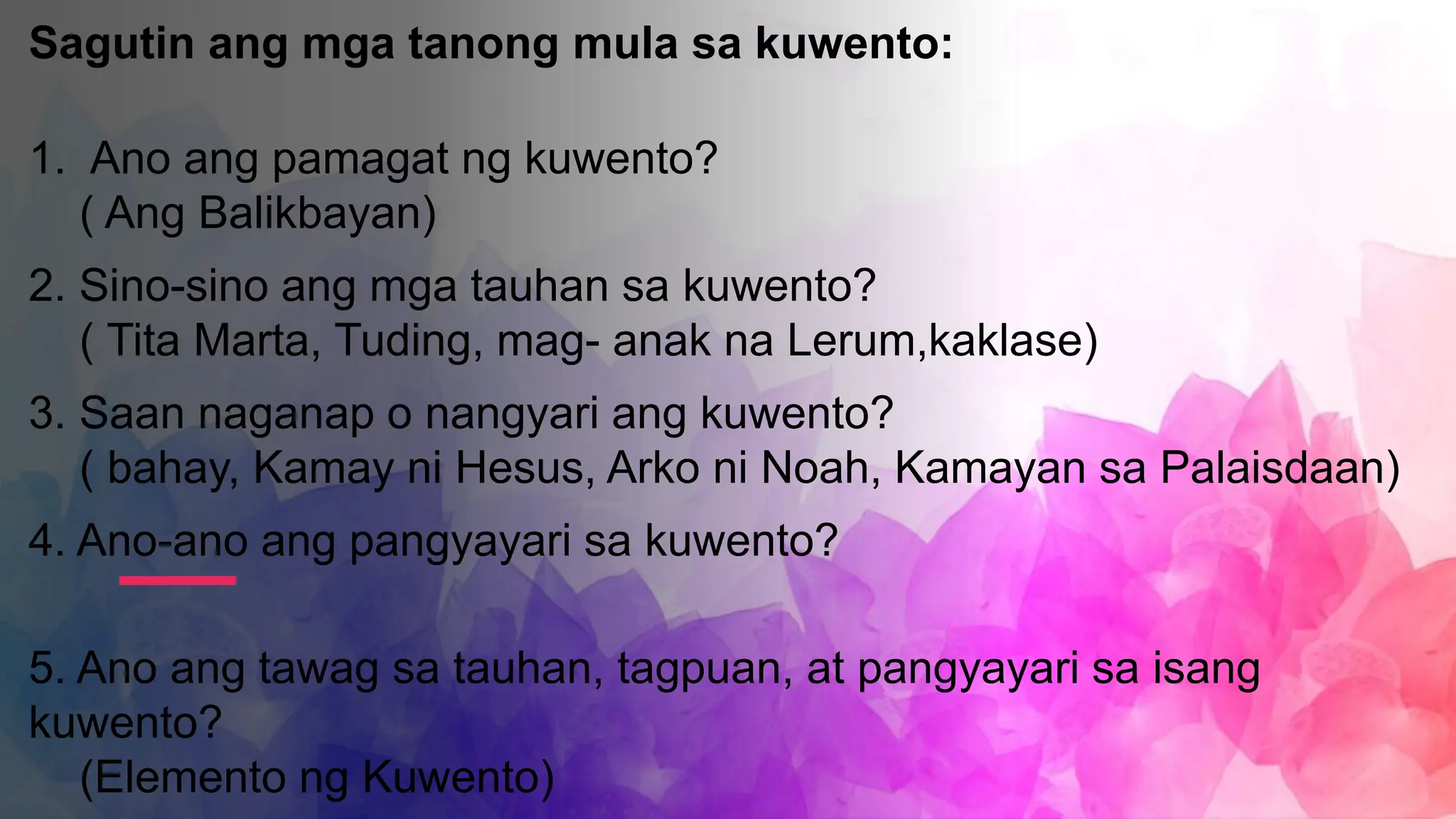 Q3_mtb-mle-week1.pptx tauhan tagpuan pangyayaro | PPTX