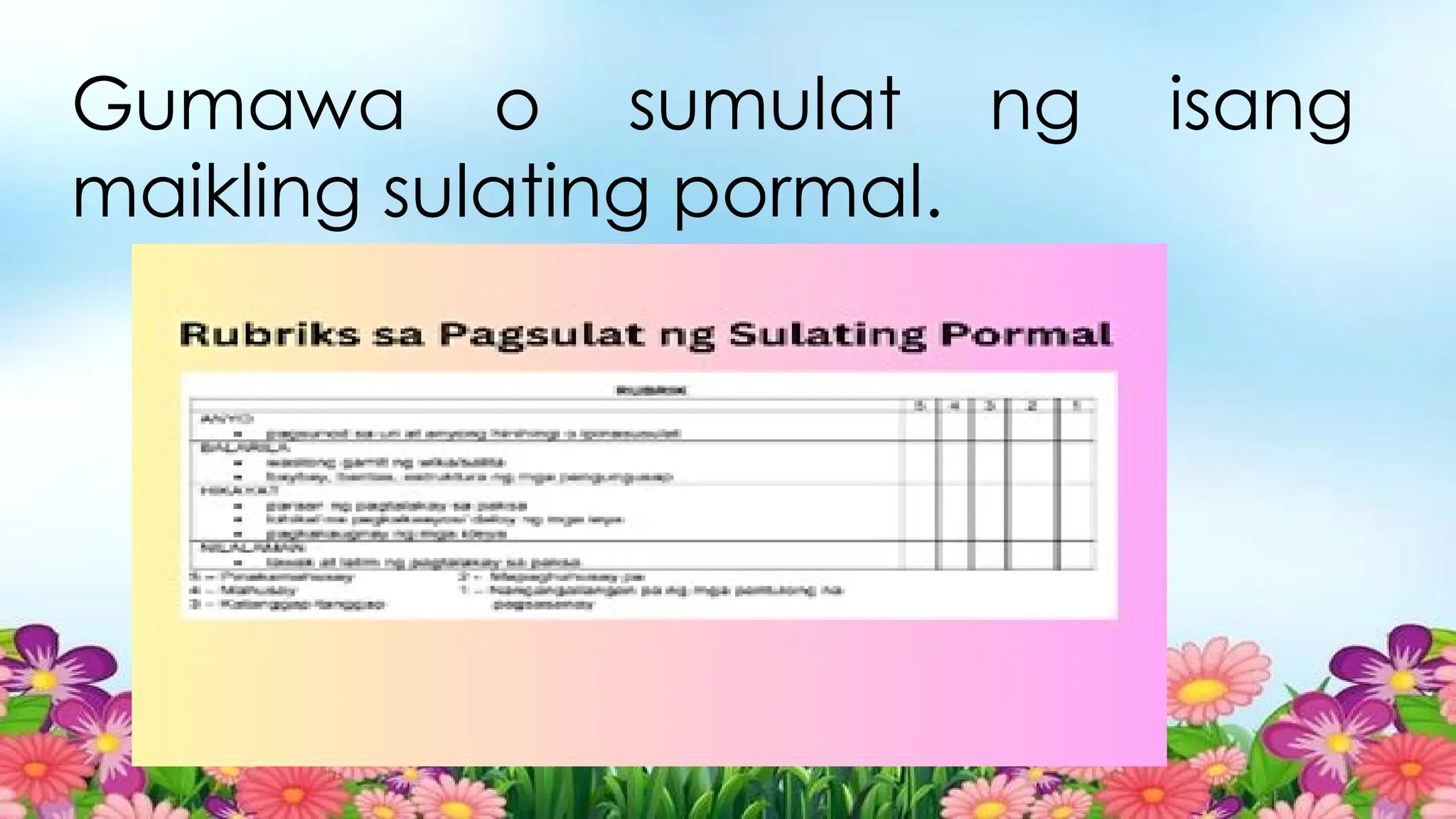 Q3 W7-FILIPINO 5.pptx Filipino 5 pagsulat ng isang sulating pormal at ...