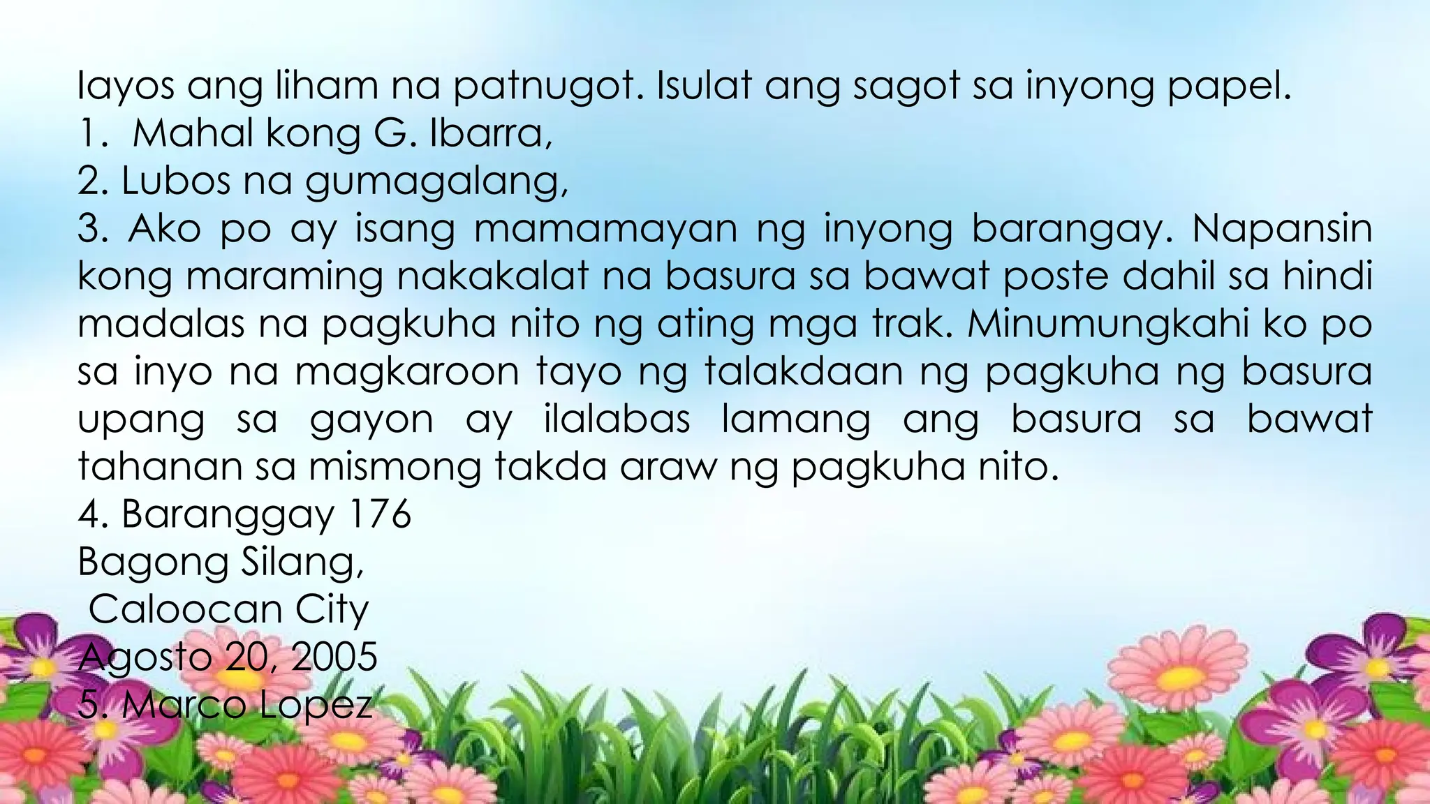 Q3 W7-FILIPINO 5.pptx Filipino 5 pagsulat ng isang sulating pormal at ...