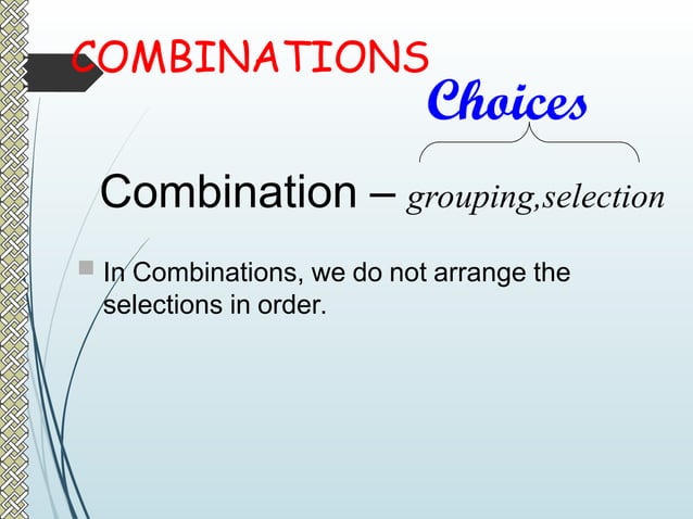 Illustrating combination and permutationppt | PPT | Education