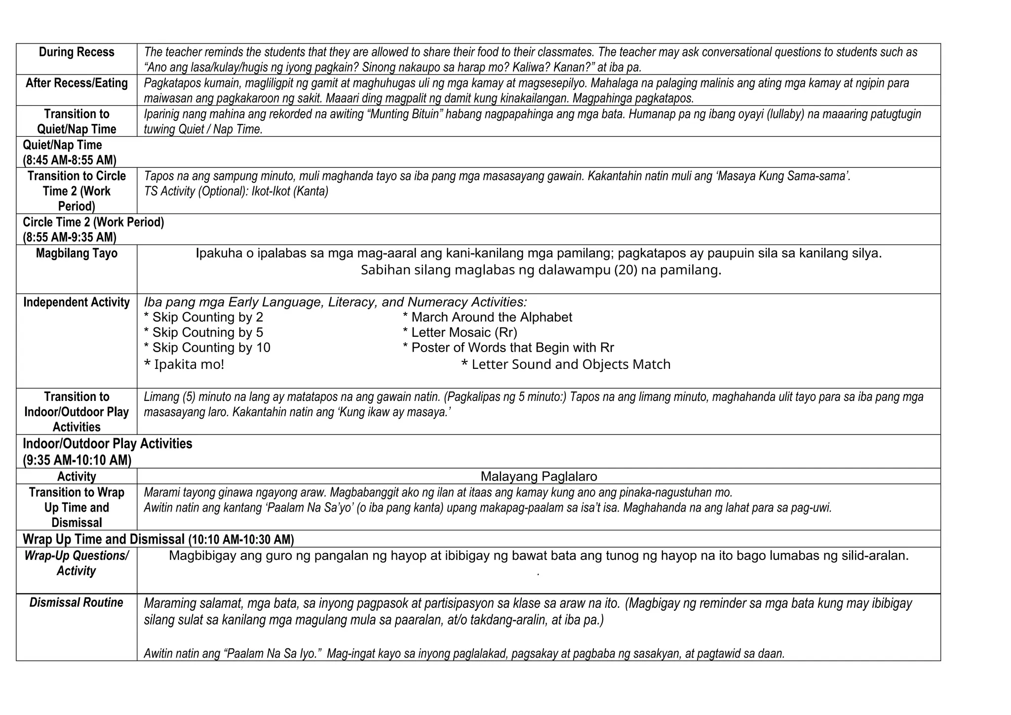 QUARTER 3 WEEK 7 DAY 1 KINDERGERTEN LESSON PLAN | DOCX
