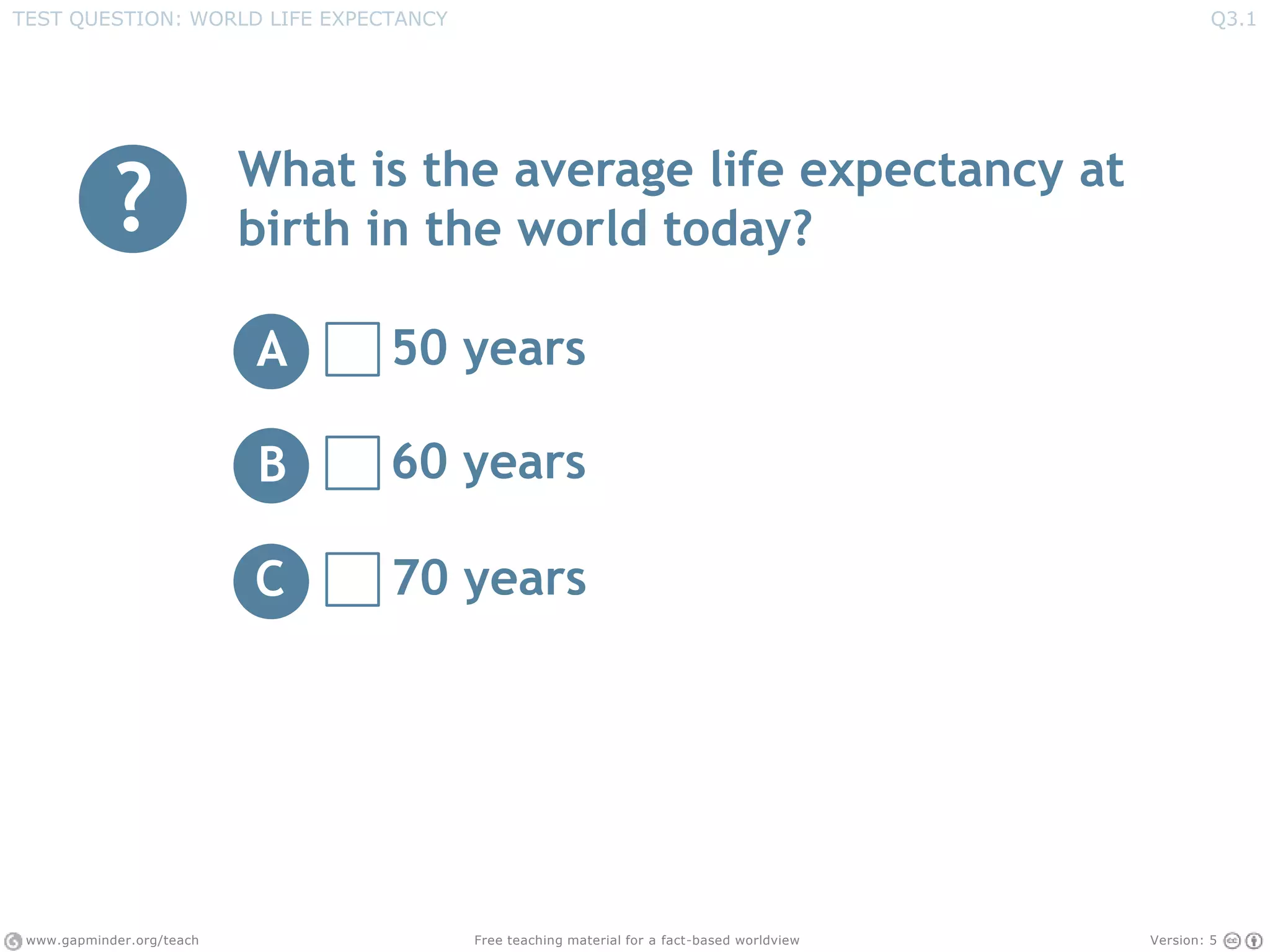 Test Question 3: World Life Expectancy | PPTX