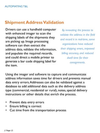 Automating Transportation and Logistics | PDF | Logistics | Business