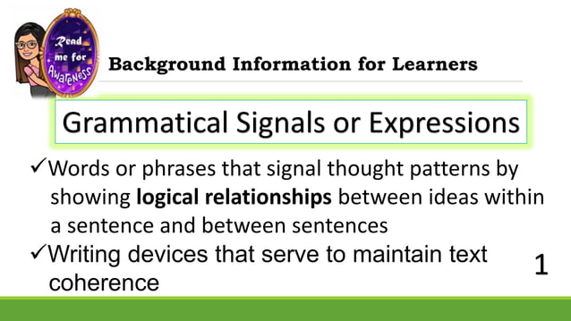 Q4-GRAMMATICAL-SIGNALS-PATTERNS-OF-IDEA-DEVELOPMENT.pptx | Birdwatching ...