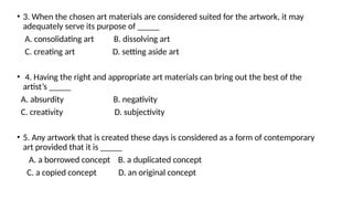 Quarter 4, discussion in contemporary art | PPTX