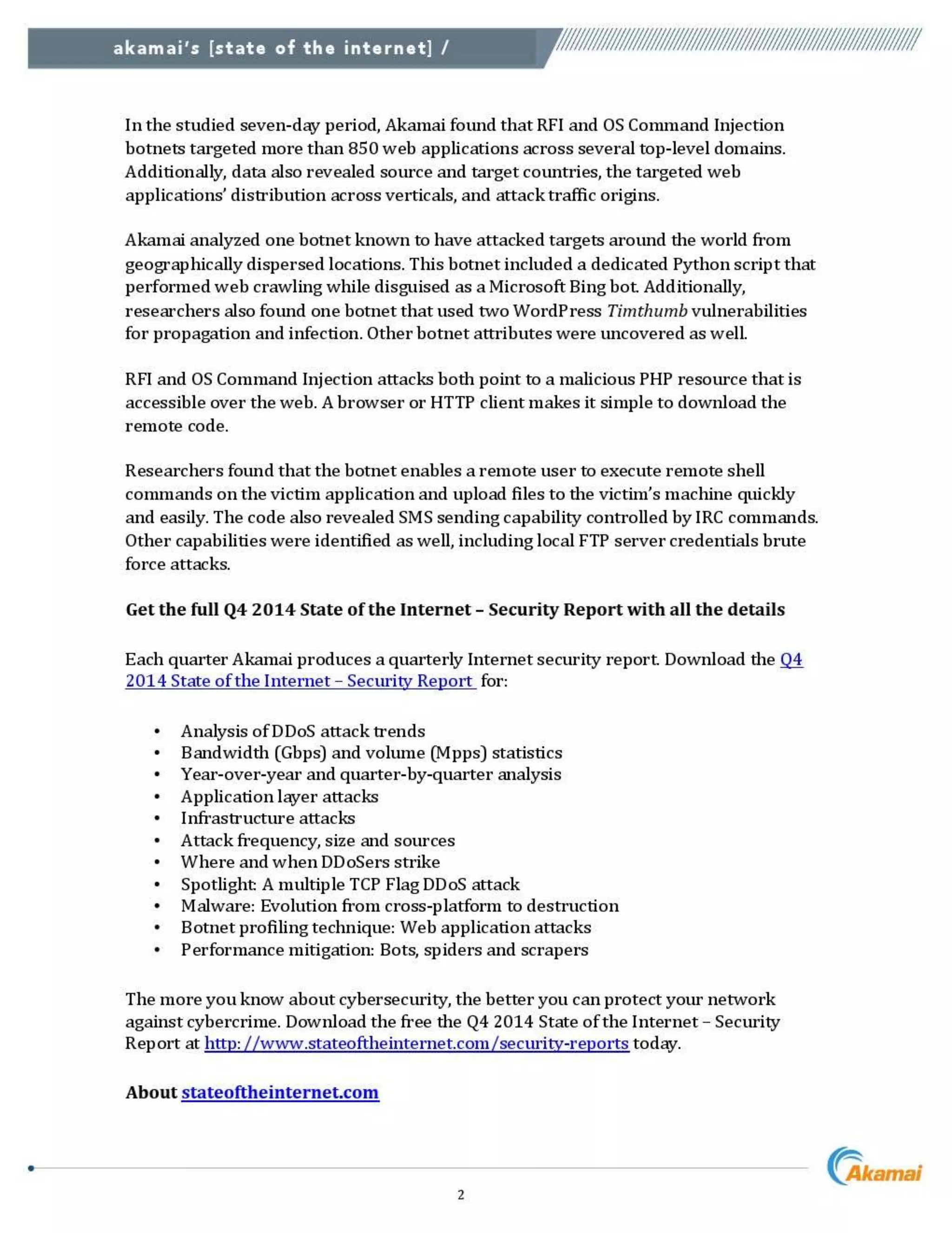 Q4 2014 Security Report Botnet Profiling Technique Excerpts Document Pdf