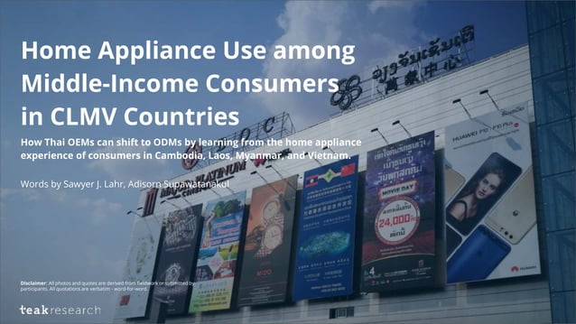 Home Appliance Use among Middle-Income Consumers in CLMV Countries | PPT