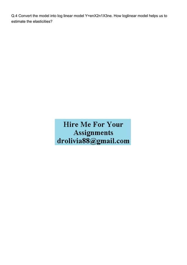 Q4 Convert The Model Into Log Linear Model Yenx2n1x3ne Hopdf Physics Science