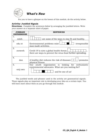 Q4_ENGLISH8_Module1.pdf using of appropriate grammatical signals | PDF
