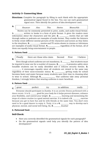 Q4_ENGLISH8_Module1.pdf using of appropriate grammatical signals | PDF