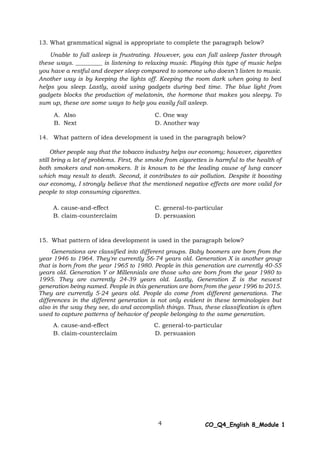 Q4_ENGLISH8_Module1.pdf using of appropriate grammatical signals | PDF