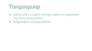 Bahagi at Ayos ng Pangungusap | PDF