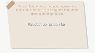 Uri ng Pangungusap Ayon sa Gamit | PDF