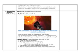 Comprehensive Grade 4 Science Lesson on the Sun and Its Importance | PDF