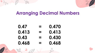 Comparing and Arranging Decimals | PDF