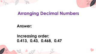 Comparing and Arranging Decimals | PDF