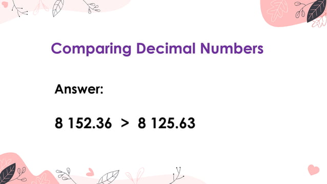Comparing and Arranging Decimals | PDF