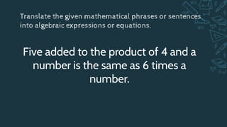 Translating Mathematical Phrases into Algebraic Expressions or ...