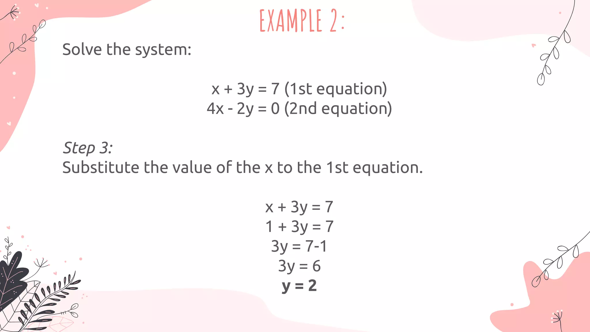 Substitution Method of Systems of Linear Equations | PDF