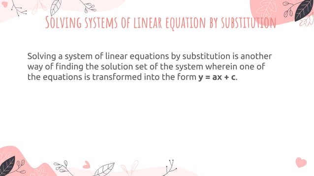 Substitution Method of Systems of Linear Equations | PDF | Physics | Science