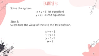 Substitution Method of Systems of Linear Equations | PDF