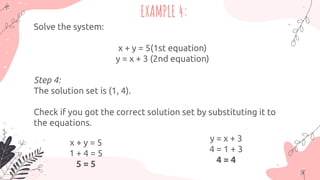 Substitution Method of Systems of Linear Equations | PDF