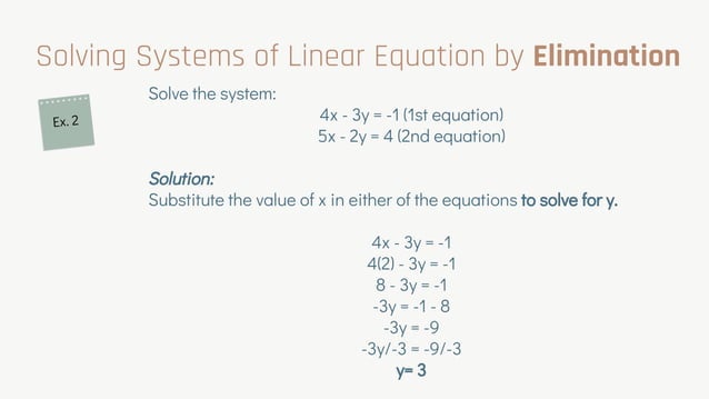 Elimination of Systems of Linear Equation | PPT