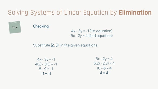 Elimination of Systems of Linear Equation | PPT