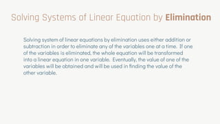 Elimination of Systems of Linear Equation | PDF | Physics | Science