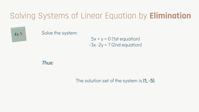 Elimination of Systems of Linear Equation | PPT