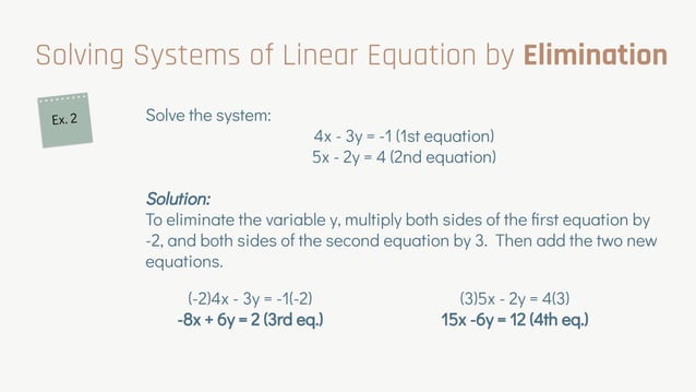 Elimination of Systems of Linear Equation | PPT